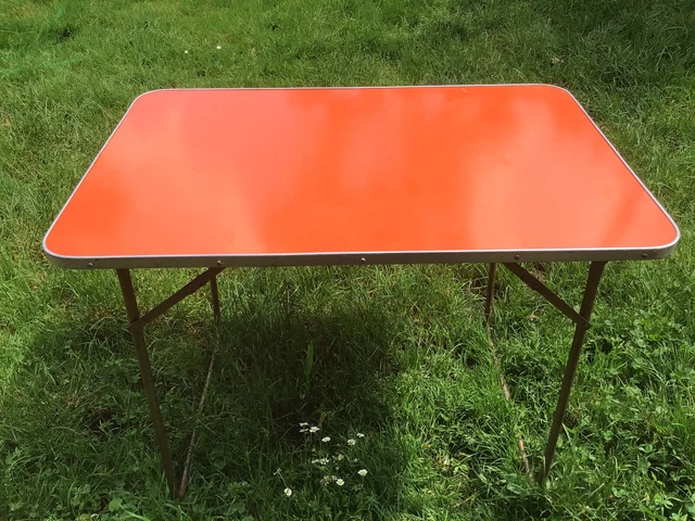 TABLE CAMPING ORANGE Vintage pliante lafuma chantazur Années 70 Space ...