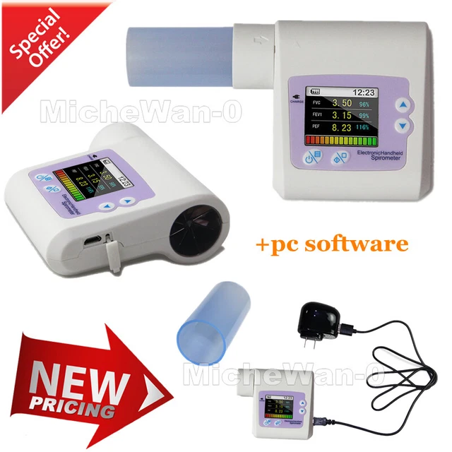 HANDHELD DIGITAL SPIROMETER Lung Vital Signs Peak Flow Meter, PC ...