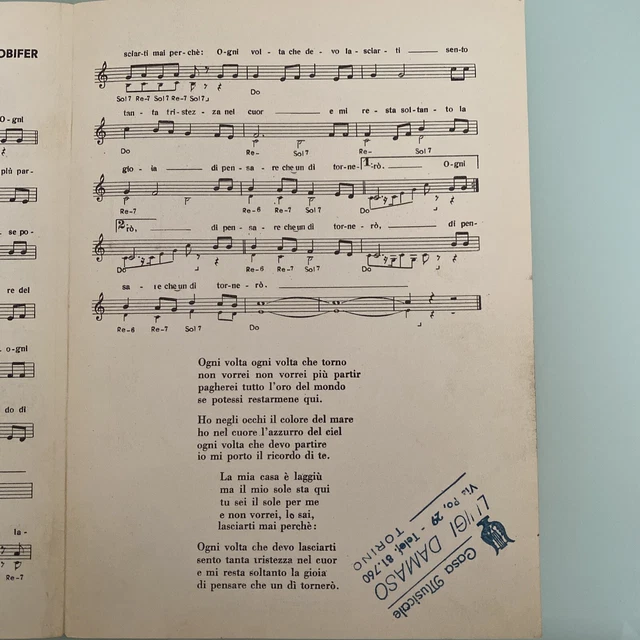 SPARTITO MUSICALE SANREMO 1964 Di Paul Anka E Roby Ferrante Ogni Volta ...