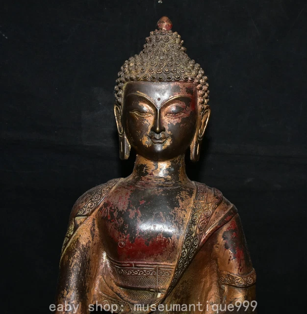 18& OLD CHINESE Buddhism Bronze Gilt Shakyamuni Amitabha Buddha Statue Sculpture $1,631.30 ...