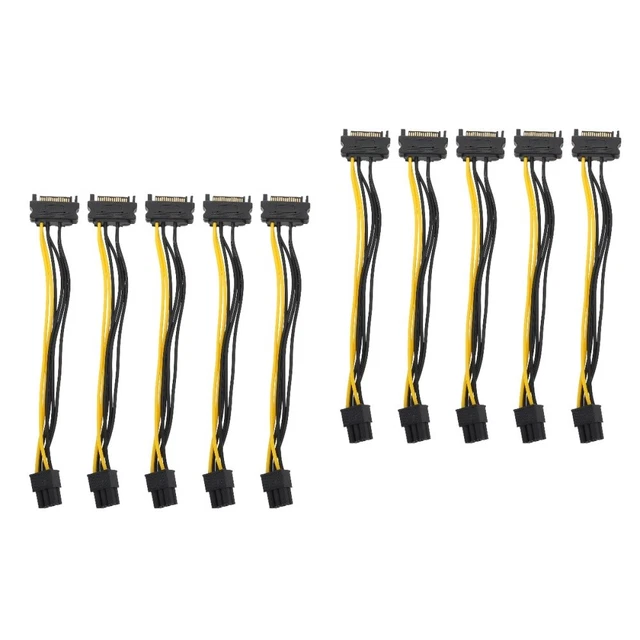 10 PCS 15-PIN 6-Pin Power Adapter Graphics Cord Supply Cable £12.21 ...