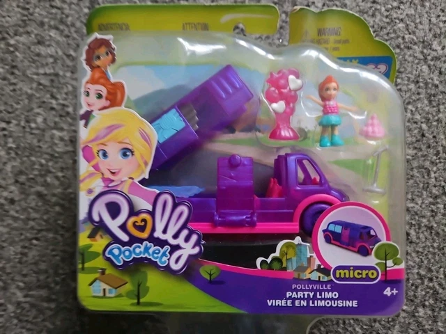 POLLY POCKET POLLYVILLE Party Limo Micro Mini Playset Polly Figure ...