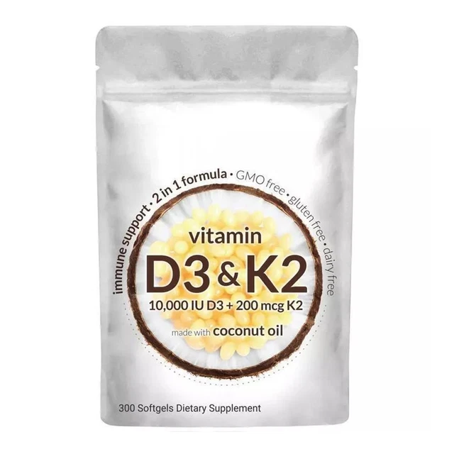 VITAMIN D3 K2 Supplement Softgels, 300pcs Vitamin D3+K2 Capsule £14.80 - PicClick UK