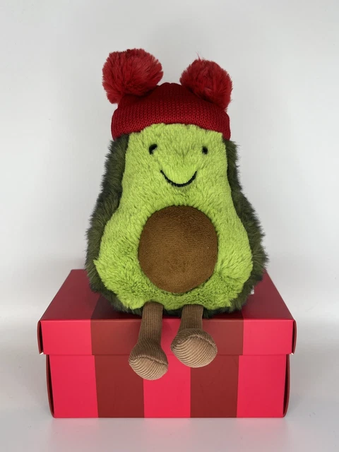 JELLYCAT AMUSEABLE AVOCADO in Red Bobble Hat Soft Toy Collectible £32. ...