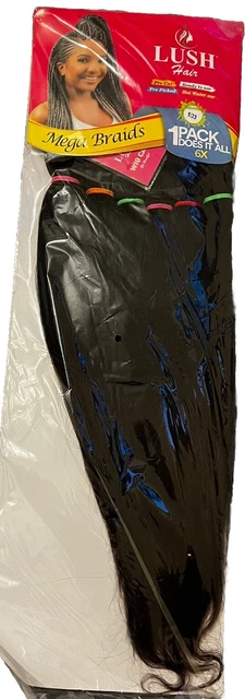 LUSH HAIR MEGA Braids (6 In Pack) Pre-Cut Pre-Picked Hair Extension ...