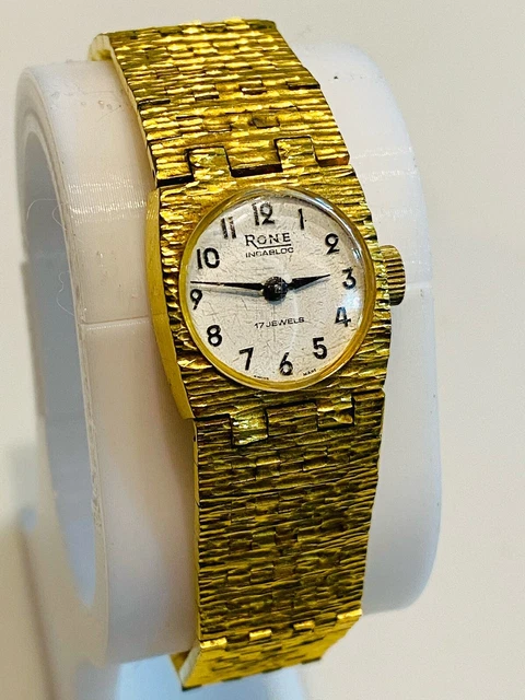 LADIES VINTAGE RONE Watch Manual Mechanical Swiss 17 Jewels Incabloc ...