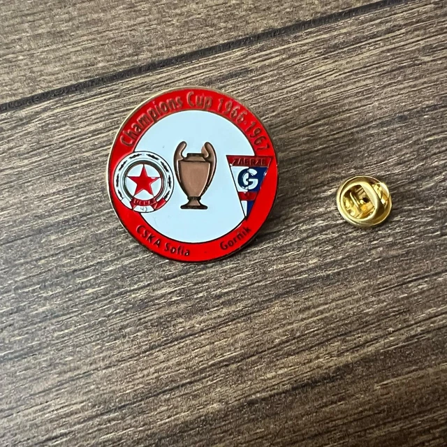 FOOTBALL PIN BADGE Gornik Zabrze Poland - CSKA Sofia Bulgaria 1966-1967 ...