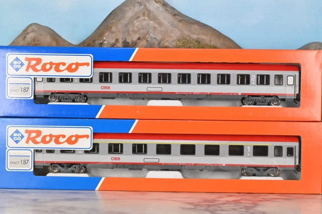 ROCO H0 4-ACHS Eurofima Personenwagen 1 & 2.Klasse der ÖBB 2-tlg Nr ...