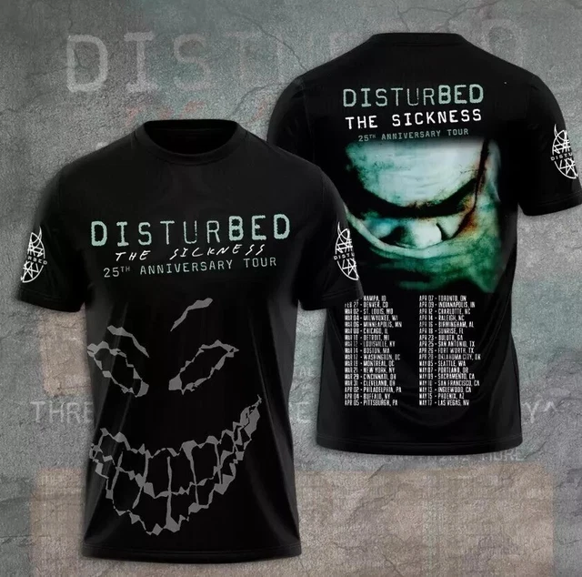 THE SICKNESS 2025 Concert, Disturbed The Sickness 25th Anniversary Tour shirt 3D £21.90 ...