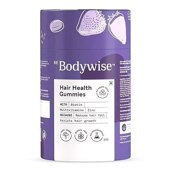 1X BE BODYWISE Biotin Hair Gummies for Stronger Shinier Hair & Nails 60 ...