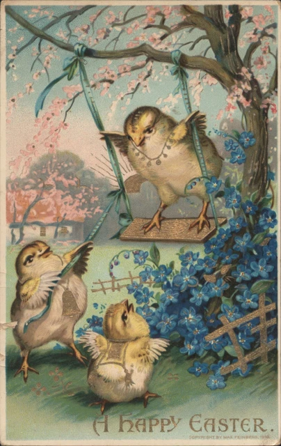 EASTER CHICKS SWING with Spring Blossoms 1912 Dressed Animals Portland ...
