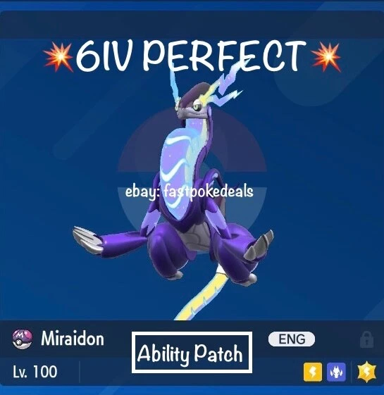 POKÉMON ÉCARLATE ET violette 6IV PARFAIT légendaire patch de capacité rapide Miraidon EUR 2,14 ...