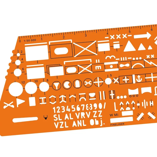MAP DRAWING TEMPLATE Stencil with 1/50000 Scale Lightweight Measuring ...