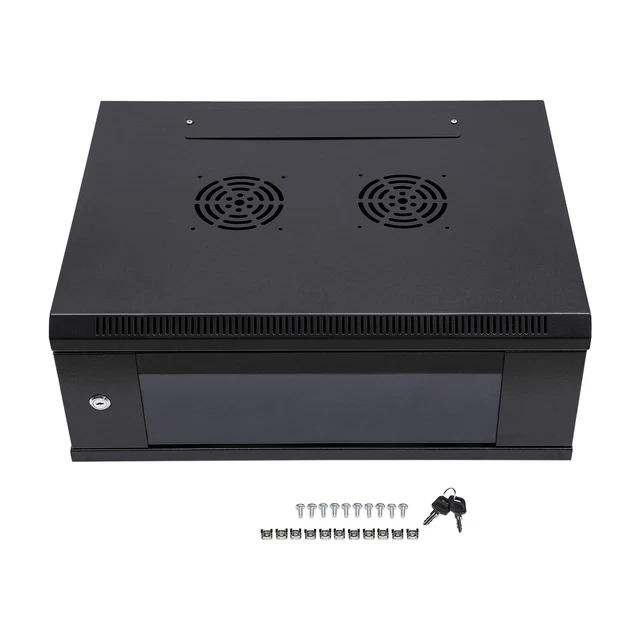 MODERN 4U WALL Mount Network Server Cabinet Enclosure Rack Black With ...