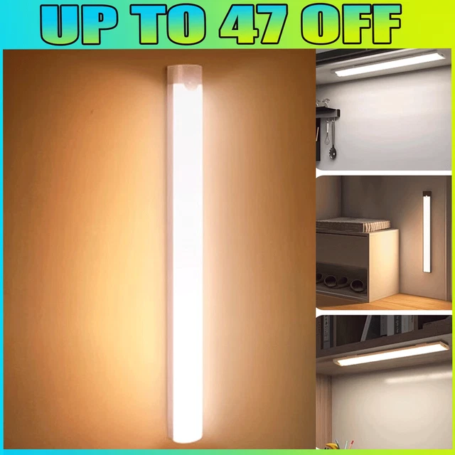 WIRELESS PIR MOTION Sensor Light Strip Cabinet Closet Lamp USB Rechargeable £3.95 - PicClick UK