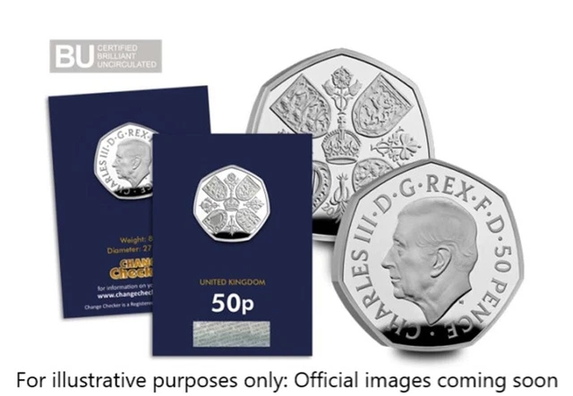 KING CHARLES III (1st Portrait) Queen Elizabeth II 2022 50p Fifty Pence ...