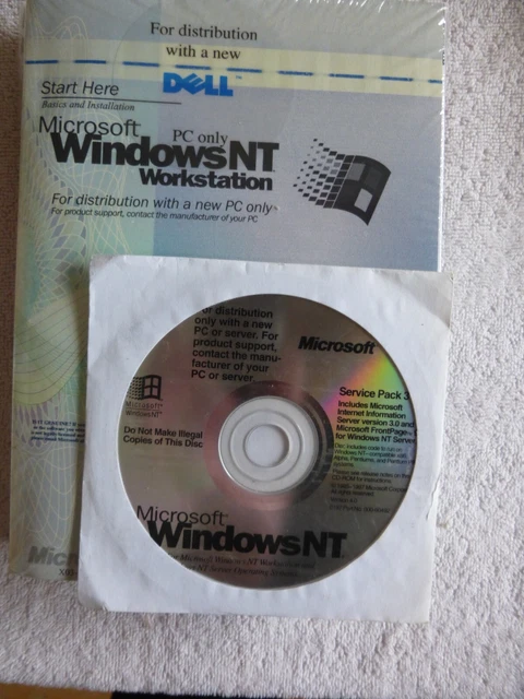 MICROSOFT WINDOWS NT Workstation Software+Service Pack 3 CD £20.00 ...