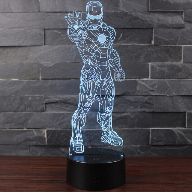 3D IRON MAN LED Night Light Marvel Nightlight Avengers Lamp Bedroom ...