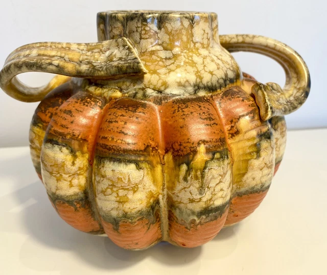 RARE DITMAR URBACH Vintage Alienware ceramic vase Orange MCM MidCentury ...