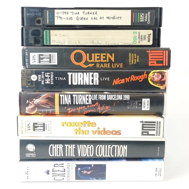 VINTAGE MUSIC CONCERTS VHS Video Tapes Queen Cher Tina Turner Roxette £ ...