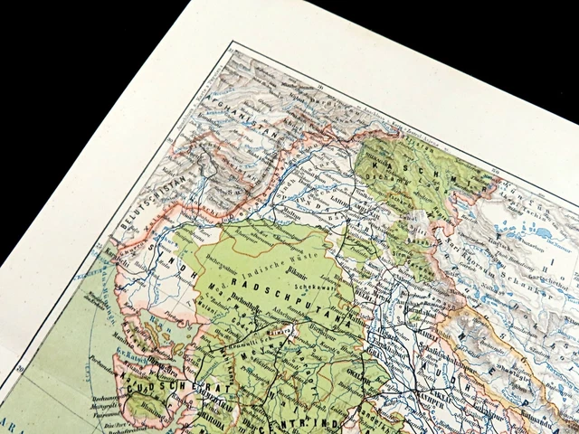 MAP OF INDIA British Empire Madras Bombay Ceylon Bangalore GERMAN ...