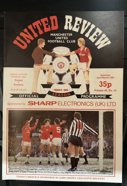 MANCHESTER UNITED REVIEW Football Programme 80s / Vs Everton Sat 2nd ...