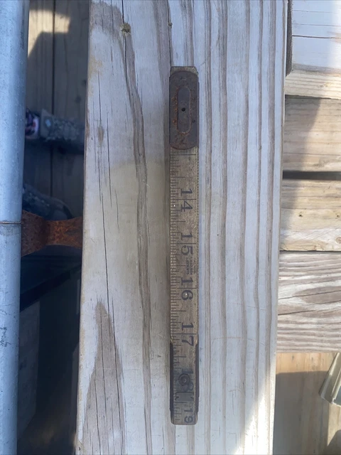 RARE VINTAGE LUFKIN 72” Folding Rule Hand Tool Ruler Tape Wood & metal ...