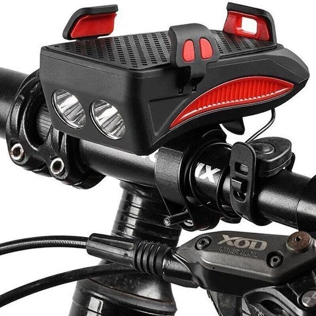 BIKE HORN LAMP 5 Bell Modes & Mobile Phone Bracket Holder-2000 mAh,400 lumens UK £14.30 ...