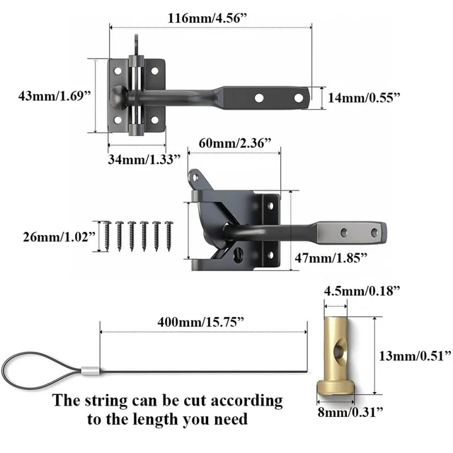 SELF-LOCKING GATE LATCH Carbon Steel Post Mounted Fence Gate Latch ...