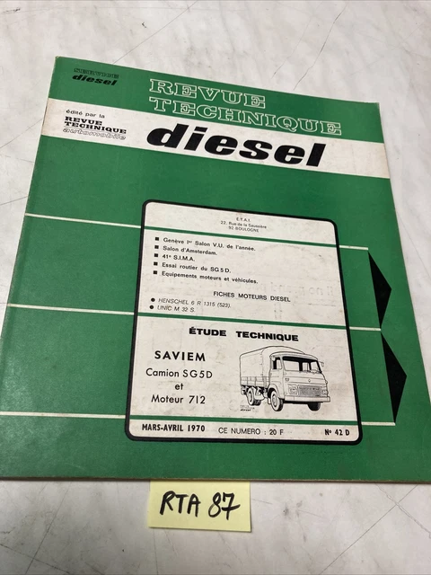 SAVIEM CAMION SG5D Motore 712 Revisione Tecnica Diesel Rtd Edizione ...