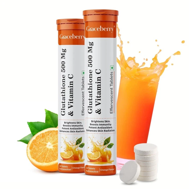 GRACEBERRY GLUTATHIONE TABLETS for Glowing Skin with Vitamin C 40 ...