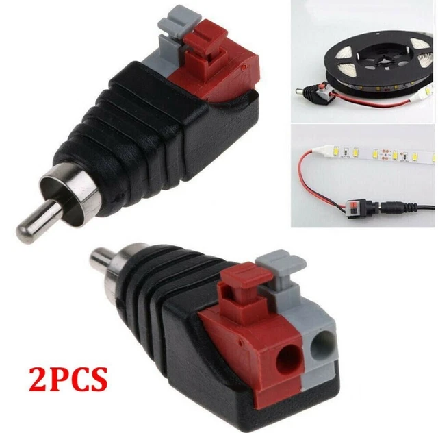 2* TV SPEAKER Wire A/V Cable To Audio Male-RCA Connector Jack-Crimp ...