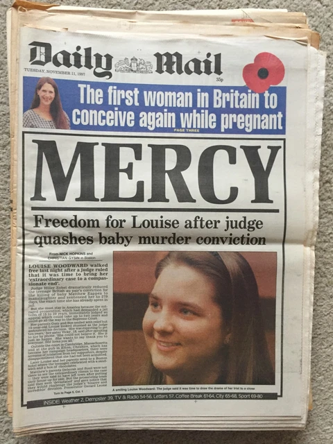 DAILY MAIL NEWSPAPER November 11th 1997 Louise Woodward £19.99 ...