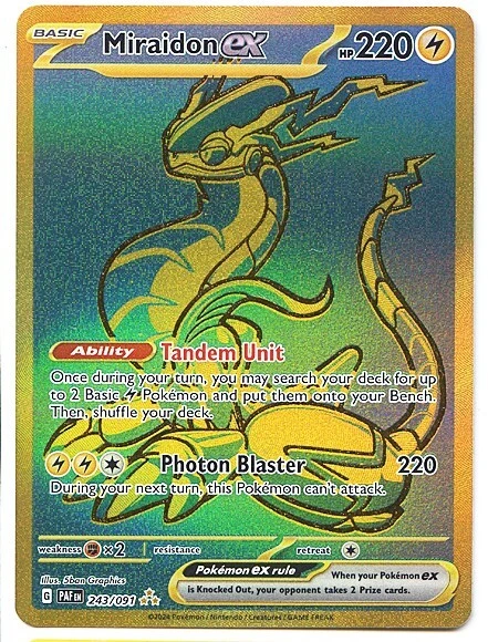 2024 -MIRAIDON EX-POKEMON Paldean Fates Hyper Gold Secret Rare Holo ...