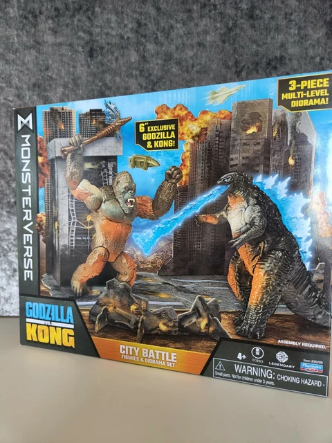 MONSTERVERSE CITY BATTLE Godzilla vs Kong 6” Figures & Diorama Set ...