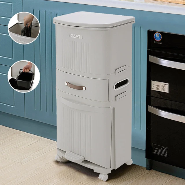 36/45L RECYCLING DUAL Multi Compartment Pedal Dustbins Kitchen Rubbish ...