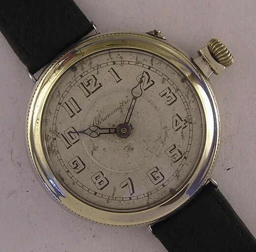 WW1 OFFICER'S TRENCH Swiss Systeme Roskopf HUGE WRIST WATCH PERFECT ...