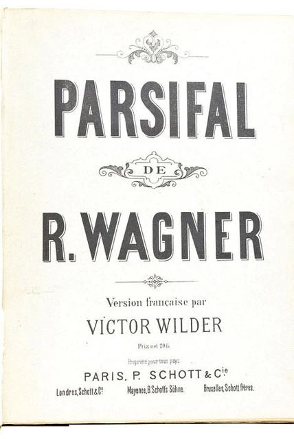 LIVRE ANCIEN WAGNER Partitions version français par Wilder Paris 1882 ...