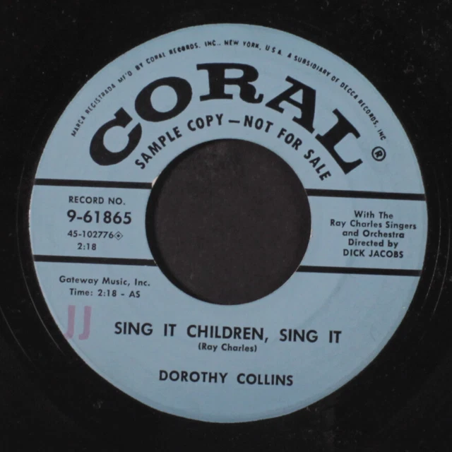 DOROTHY COLLINS : chantez-le enfants, chantez-le / sable doux CORAL 7 ...