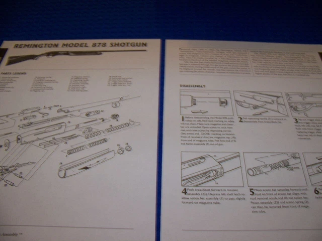 REMINGTON MODEL 878 Shotgun (12 Ga.)..Legend/Exploded View/Disassembly ...
