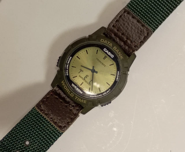 RARE VINTAGE CASIO Twincept World Time ABX-20 Ana-Digi Men’s Sport ...