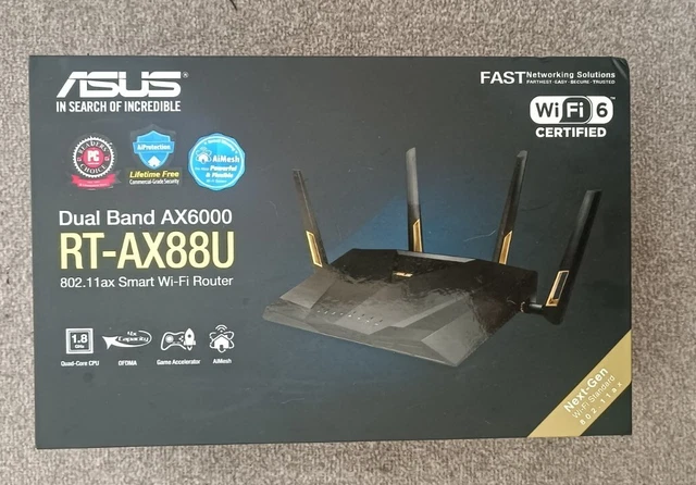 ASUS DUAL BAND AX6000 Smart WI-FI Router For RT-AX88U Pre Owned £169.99 ...