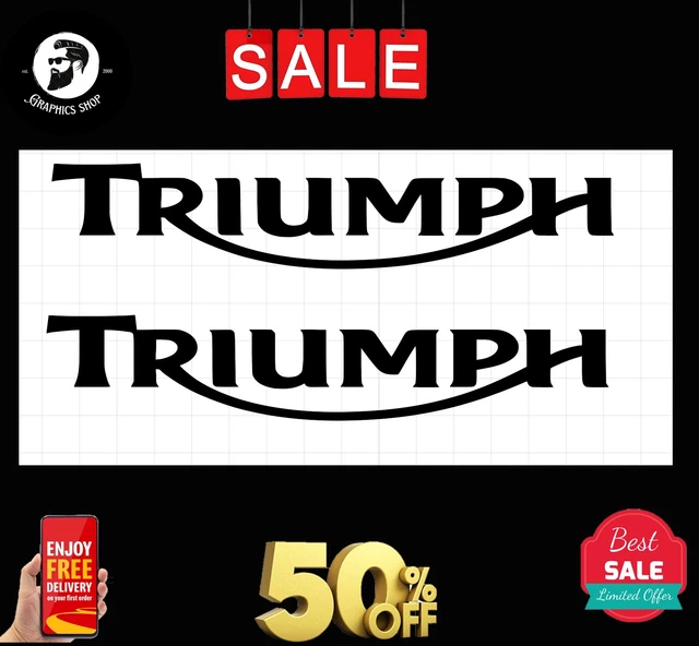 TRIUMPH NEW LOGO Replica Stickers Decals Motorcycle Tank 15CM X 3CM ...