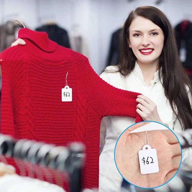 NEW 1000 PCS Price Tags with String Attached Paper Hang Tags Writable ...