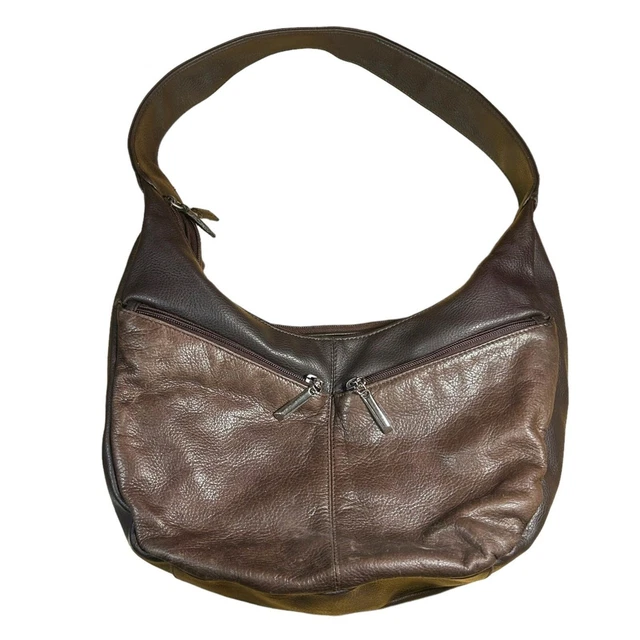 VINTAGE BROWN LEATHER Large Slouchy Hobo Shoulder Bag Purse w/ Built-in ...