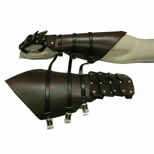 MEDIEVAL LEATHER GAUNTLETS Hand Protection Guards Re-enactment costume ...