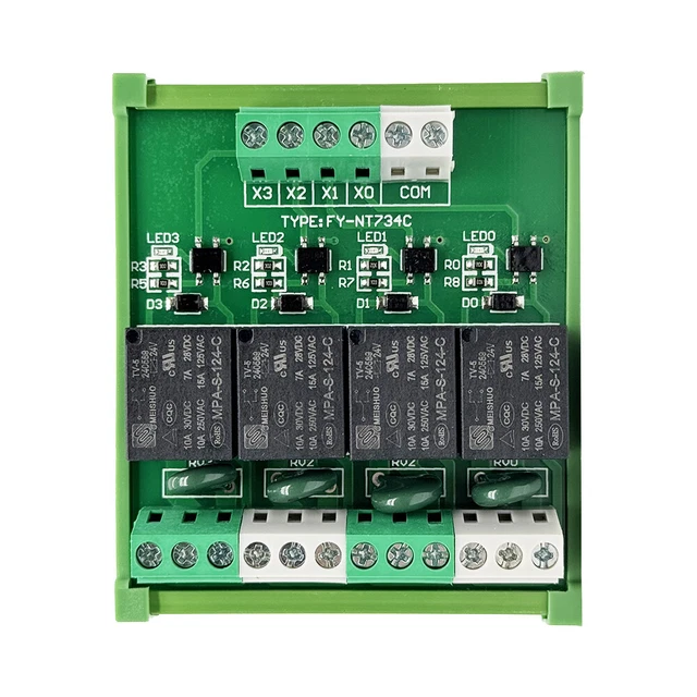 4 CHANNEL RELAY Module 1 SPDT DIN Rail Mount 24V DCAC Interface Relay ...