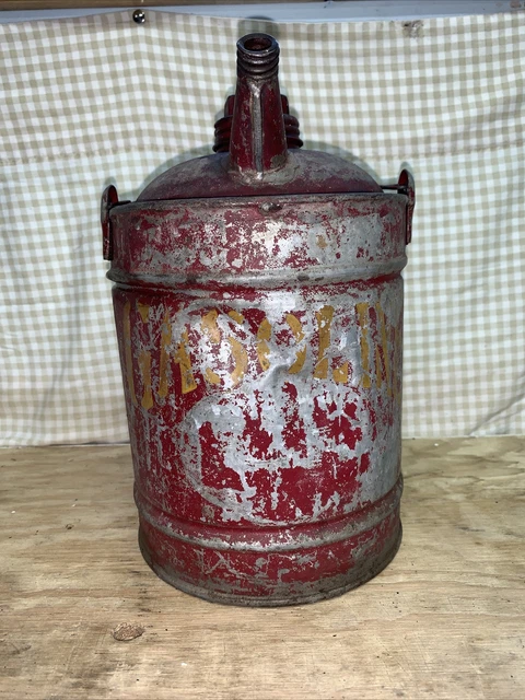VINTAGE SMALL GALVANIZED METAL GAS OIL KEROSENE CAN- VERY C@@L 9.5 ...
