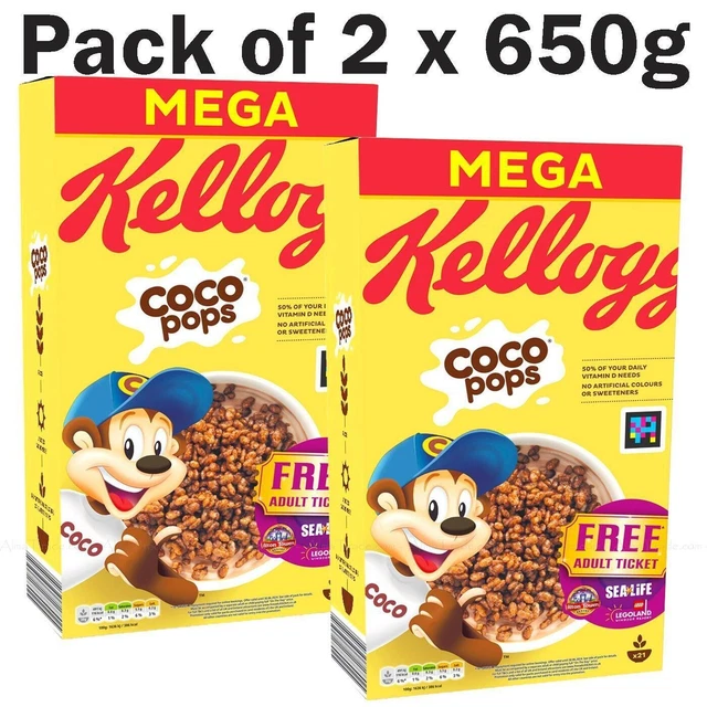 KELLOGG'S COCO POPS Chocolate Flavour Crunchy Breakfast Cereal -Pack of ...