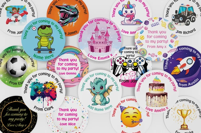 THANK YOU FOR Coming To My Party Personalised Party Stickers Round ...